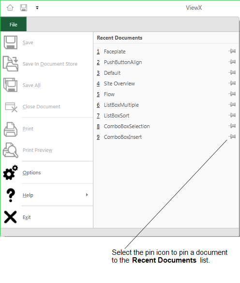ViewX and Virtual ViewX Clients Guide - File Menu (ViewX Client)